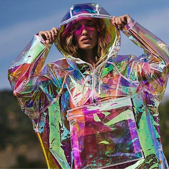 Free People | Jackets & Coats | Free People Holographic Rain Goddess ...